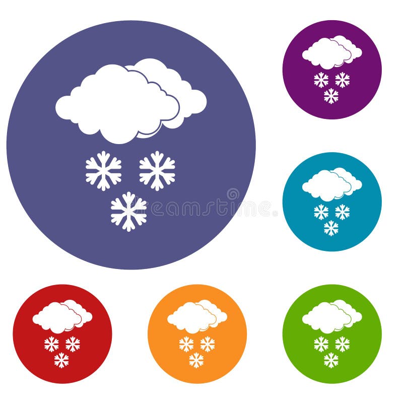 Cloud and Snowflakes Icons Set Stock Vector - Illustration of shiny ...