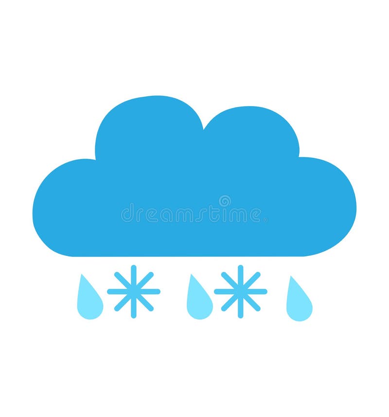 Cloud with Snowflakes and Rain Flat Color Vector Illustration Isolated ...