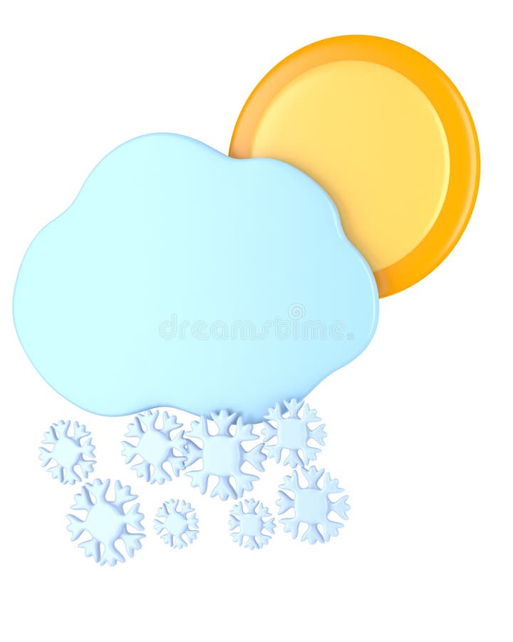Cloud with Snowflakes and Sun Stock Illustration - Illustration of sign ...