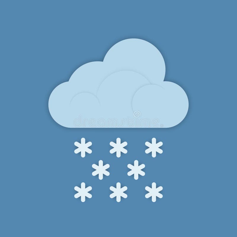Cloud with Snowflakes. Weather Forecast Icon Isolated on Solid Blue ...