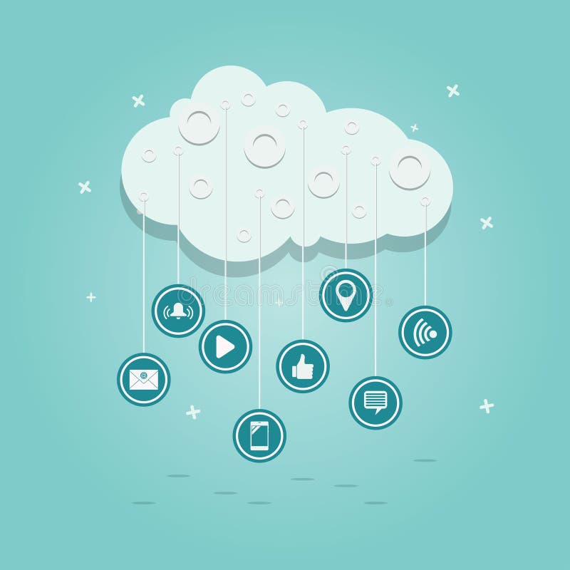 Cloud with Social Media Icons Vector Illustration Stock Vector ...