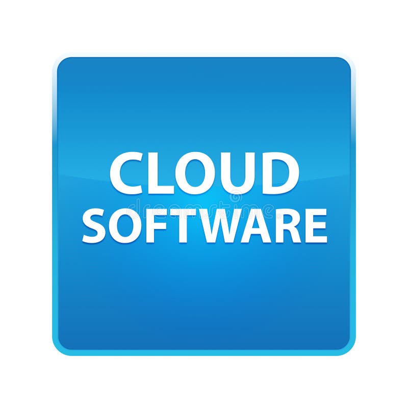 Cloud Software Shiny Blue Square Button Stock Illustration ...
