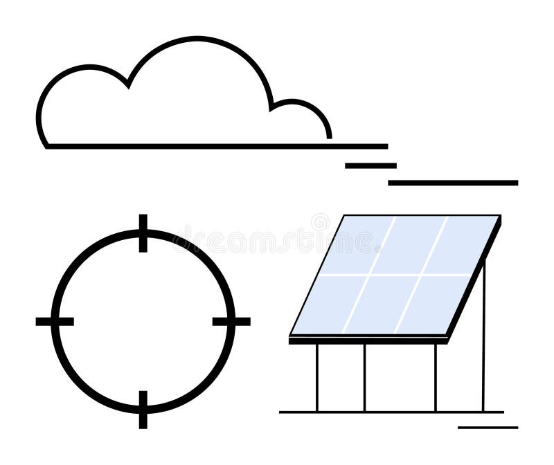 Cloud, Target, and Solar Panel Symbolic Representation of Renewable ...