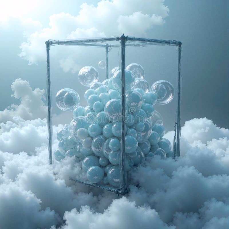 Cloud Sphere in Cage stock photo. Image of floating - 375219024