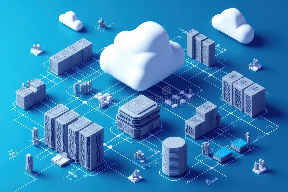 Cloud SQL Architecture and Cloud Computing Integration Stock Illustration - Illustration of ...