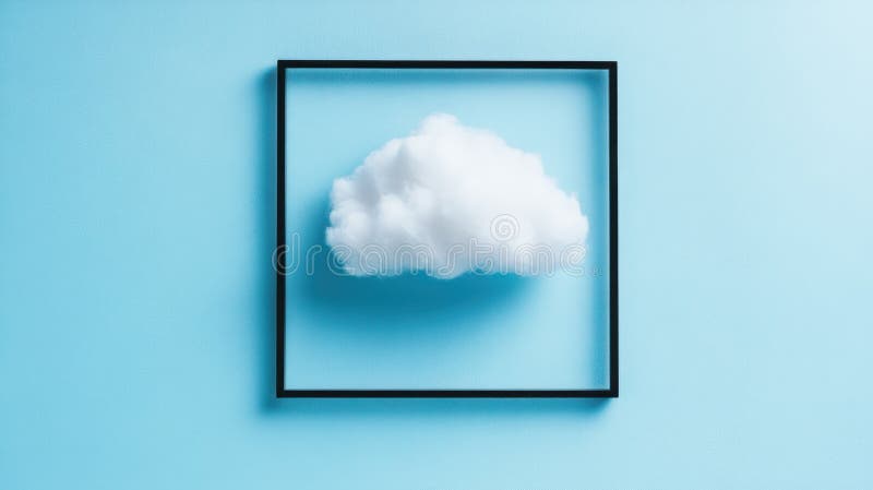Cloud in a Square Frame: Dreamy Minimalism on Pale Blue Stock Photo ...