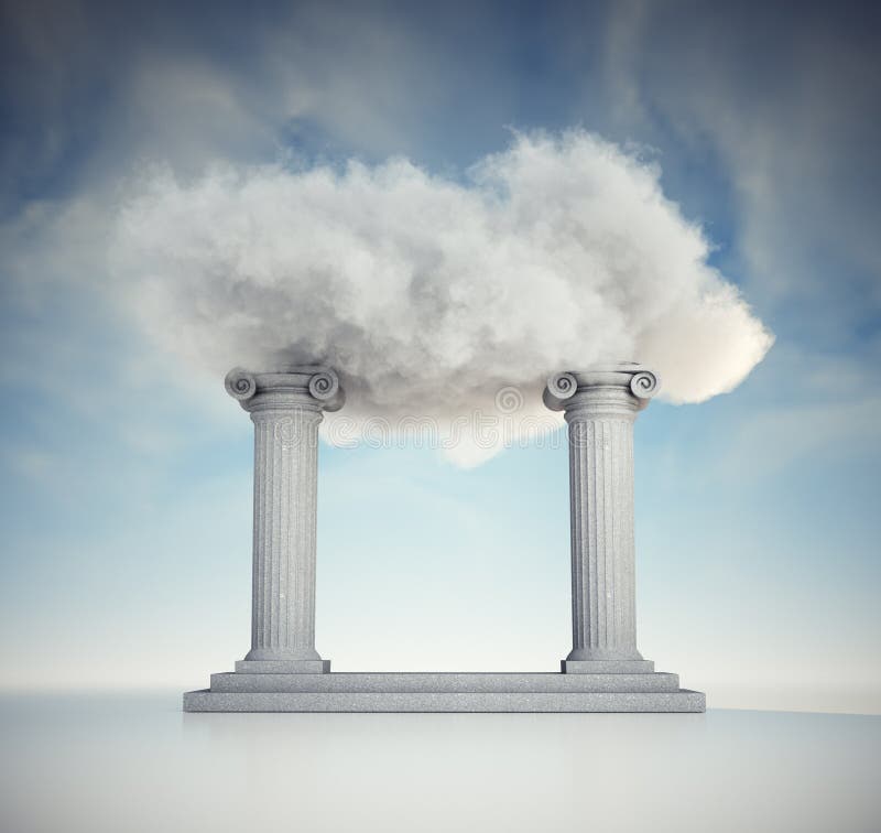 Cloud Standing on Roman Columns Stock Illustration - Illustration of ...