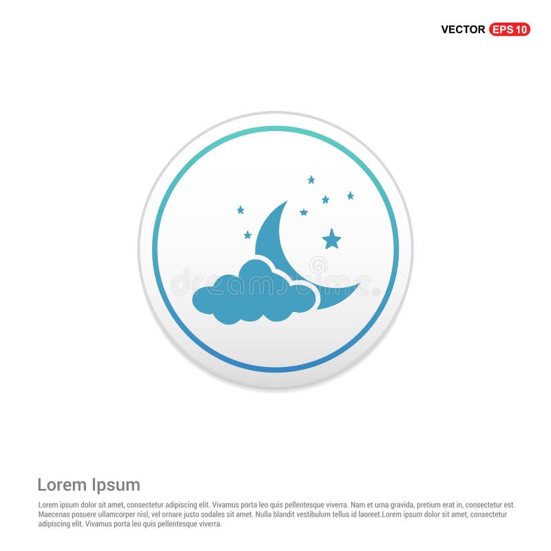 Cloud,Star,Moon, Icon - White Circle Button Stock Vector - Illustration ...
