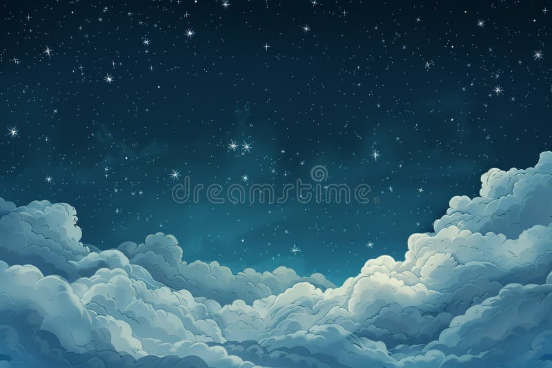 Cloud with stars flat stock illustration. Illustration of space - 332896798