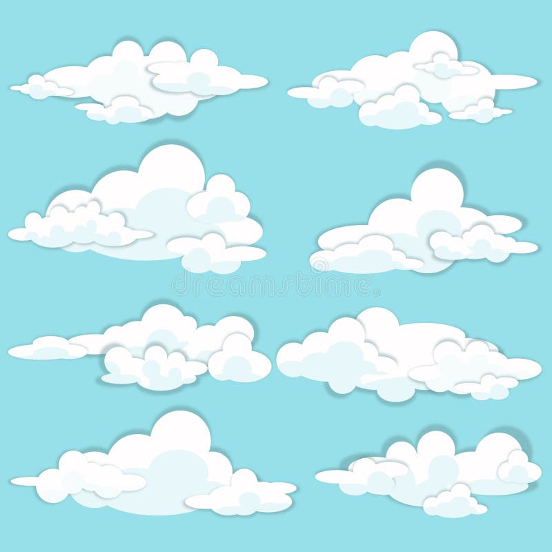 Cloud Sticker Clipart Vector Set Hand Drawing Element Stock ...