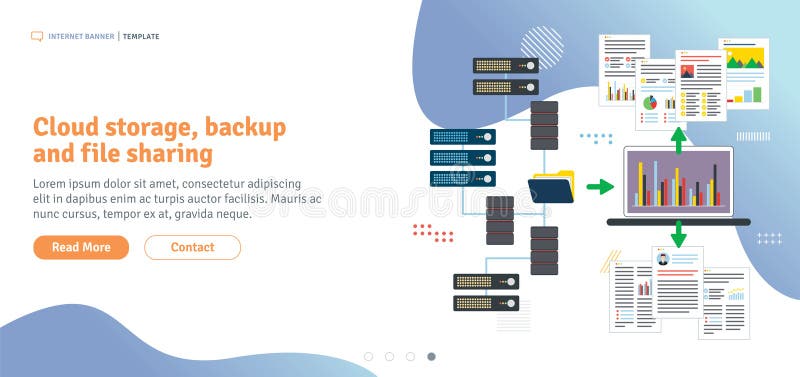 Cloud Storage, Backup and File Sharing Stock Vector - Illustration of ...