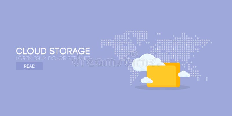Cloud Storage Banner Concept. Vector Stock Illustration - Illustration ...