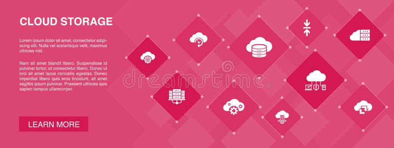 Cloud Storage Banner 10 Icons Concept Stock Vector - Illustration of ...