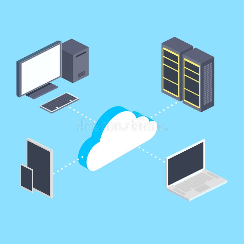 Cloud Storage and Computers Isometric Vector Stock Vector ...