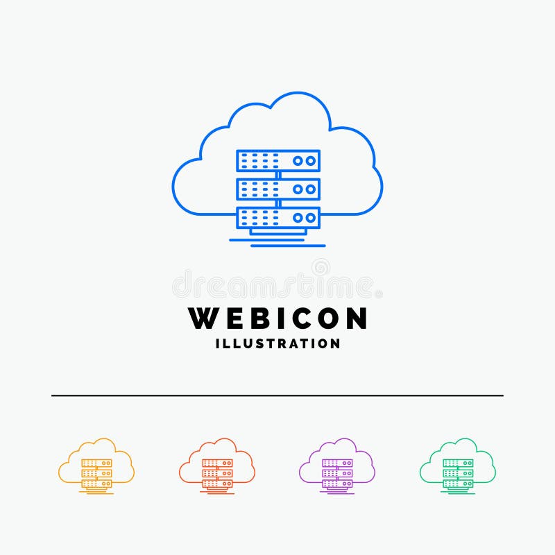 Cloud, Storage, Computing, Data, Flow 5 Color Line Web Icon Template ...