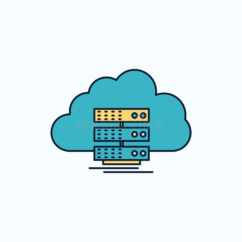 Cloud, Storage, Computing, Data, Flow Flat Icon. Green and Yellow Sign ...