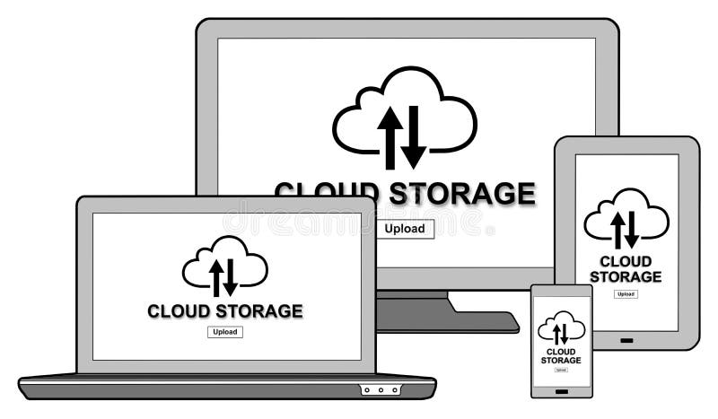 Cloud Storage Concept on Different Devices Stock Illustration ...