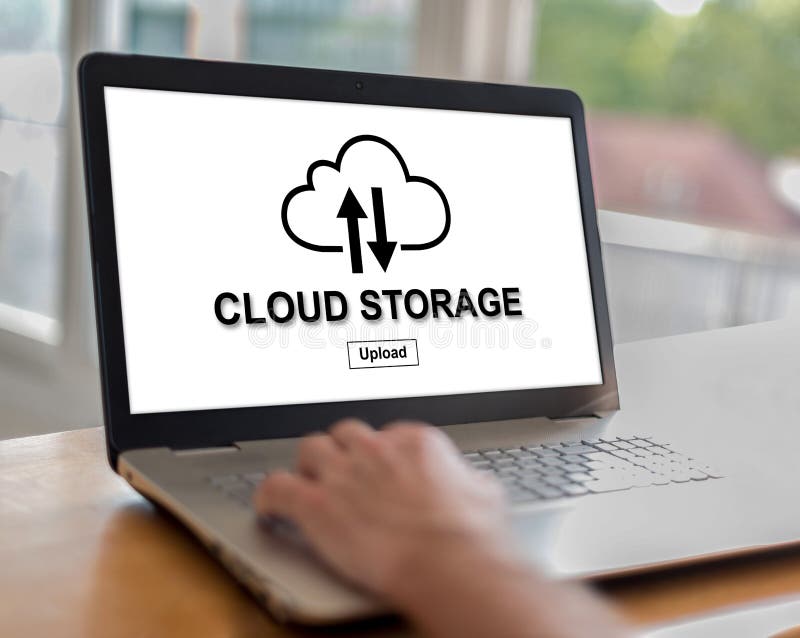 Cloud Storage Concept on a Laptop Stock Image - Image of screen ...