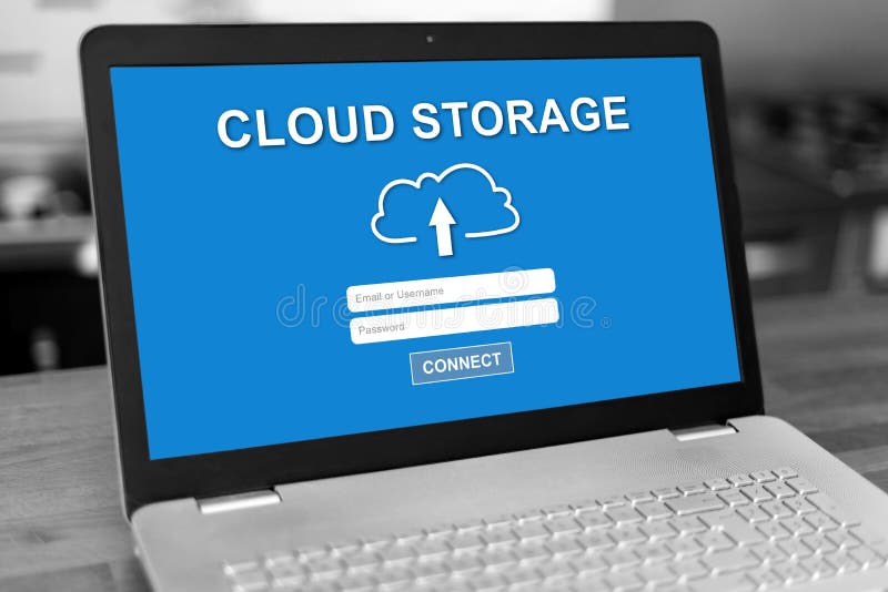 Cloud Storage Concept on a Laptop Stock Photo - Image of upload ...