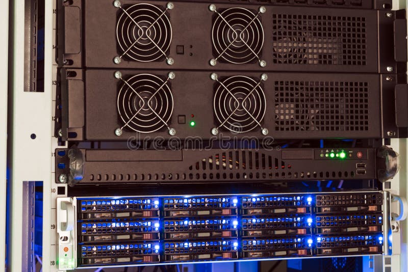 Communication Equipment is in the Server Room of the Data Center ...