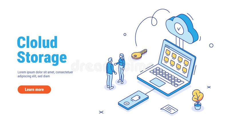 Cloud Storage Concept with Pc, Laptop, Smartphone. Process of ...