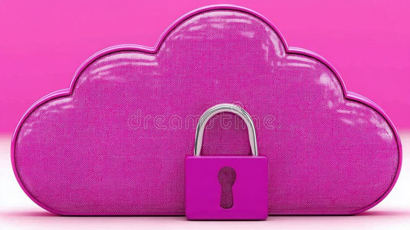 Cloud Storage Concept with Pink Cloud and Lock Symbolizing Data ...