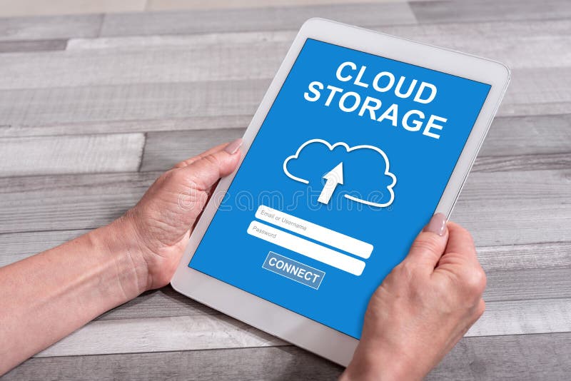 Cloud Storage Concept on a Tablet Stock Image - Image of connect, data ...