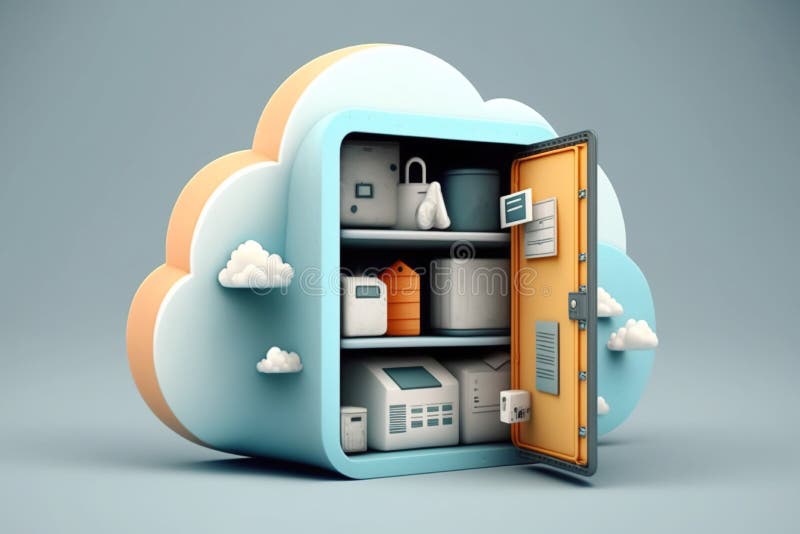 Cloud Storage Created with Generative AI Technology Stock Illustration ...