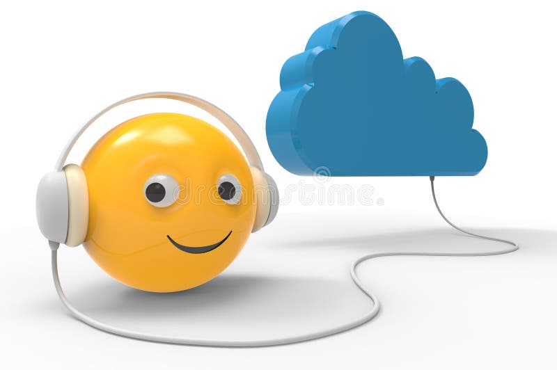 Cloud Storage with Smiley Symbol Stock Illustration - Illustration of ...