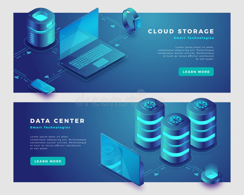 Cloud Storage and Data Center Concept Banner Template Stock Vector ...