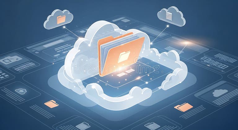 Cloud Storage and Data Management Concept Stock Illustration - Illustration of screenshot, text ...
