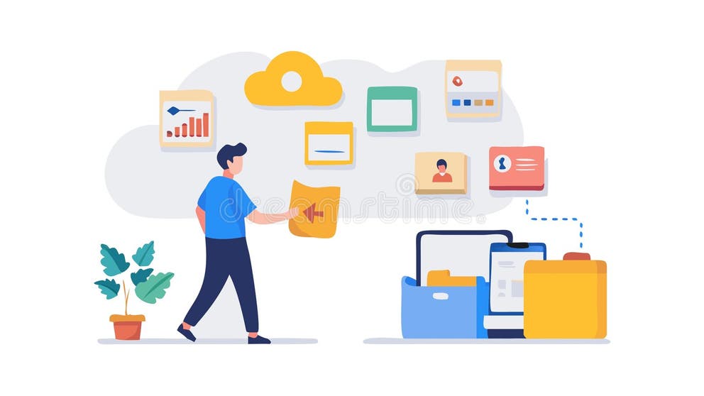 Cloud Storage and Data Management for Digital Organization, Vector ...