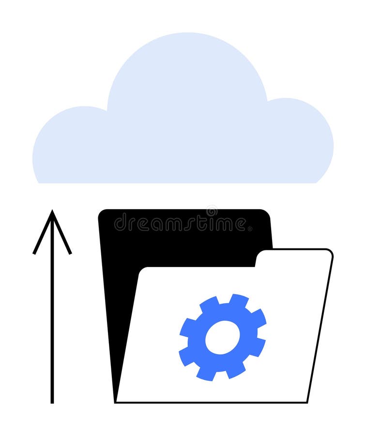 Cloud Storage and Data Management with Gear Icon Representing Settings ...