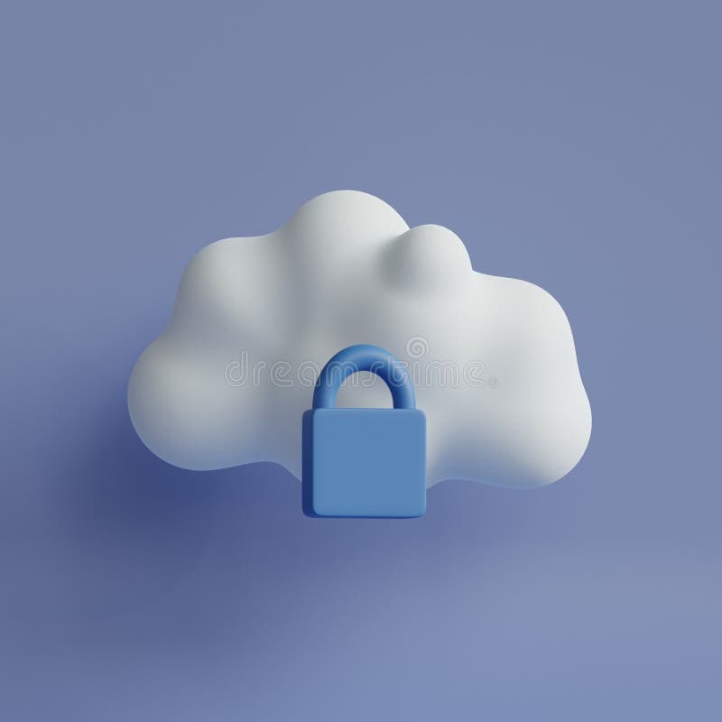 Cloud Storage Data Security Protection. 3d Render Stock Illustration ...