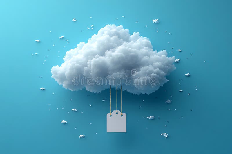 Cloud Storage, Data Tag, Blank Label, Minimalist Concept, 3D Render ...