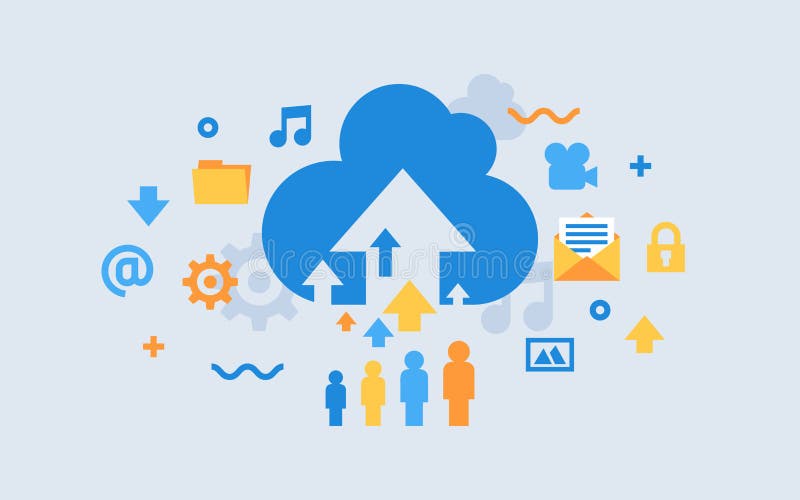 Cloud Storage Download Flat Vector Illustration Stock Vector ...