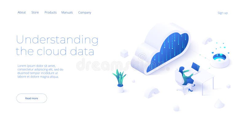 Cloud Storage Folder Isometric Vector Illustration. Digital File ...