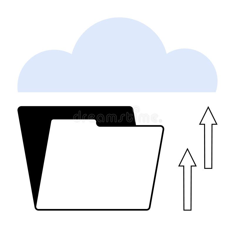 Cloud Storage File Upload with Folder and Arrows for Data Transfer ...