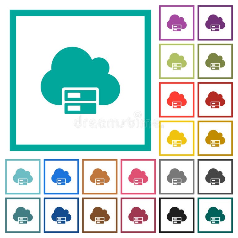 Cloud Storage Flat Color Icons with Quadrant Frames Stock Vector ...