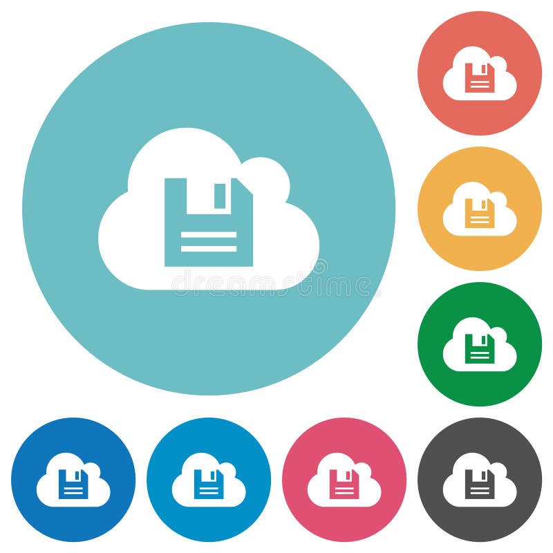 Cloud Storage Flat Round Icons Stock Vector - Illustration of storage ...