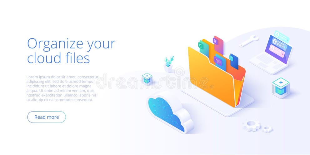 Cloud Storage Folder Isometric Vector Illustration. Digital File ...