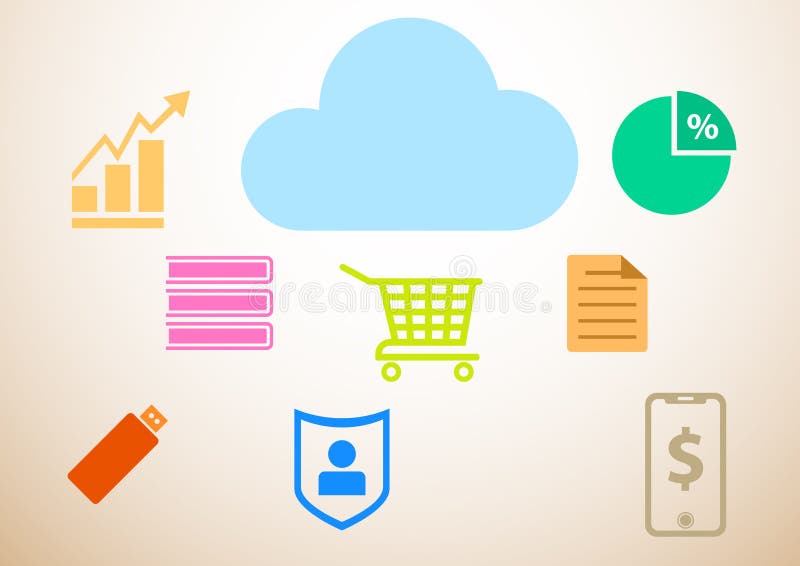 Cloud Storage Function with Icon for Illustration Stock Vector ...