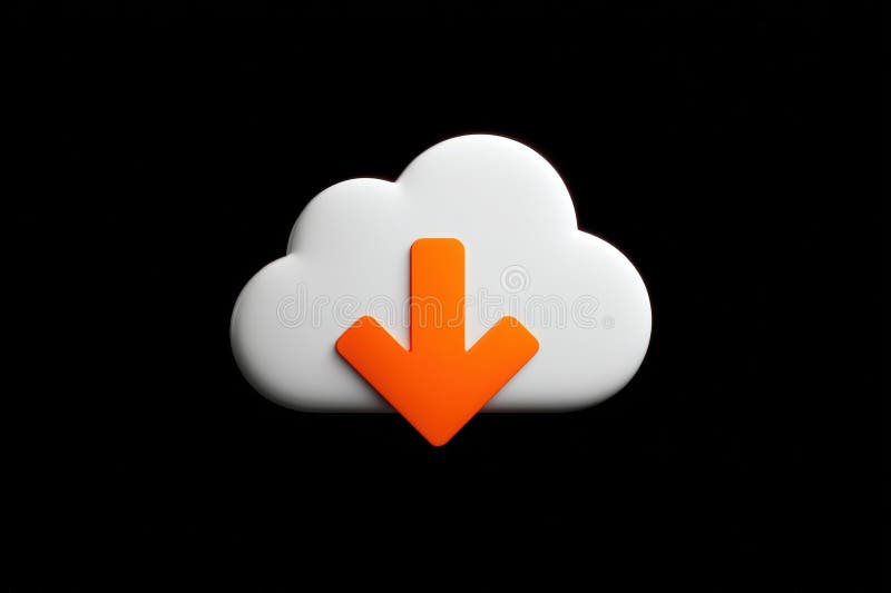 Cloud Storage Icon with Downward Arrow Symbolizing Data Transfer and ...
