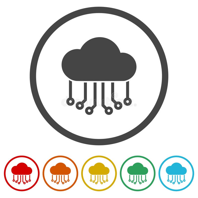 Cloud Storage Icon Isolated on White Background, Color Set Stock Vector ...
