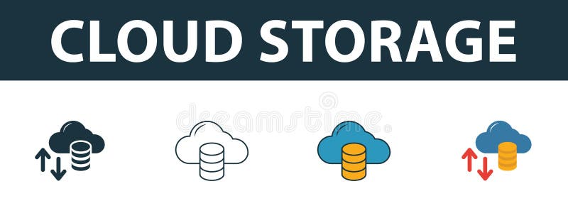 Cloud Storage Icon Set. Four Simple Symbols in Diferent Styles from Web ...