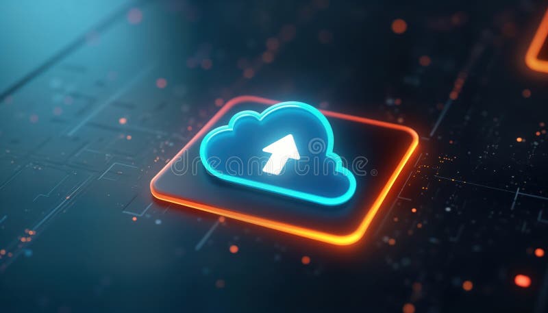Cloud Storage Icon Shows Data Upload Progress. Realistic Illustration ...