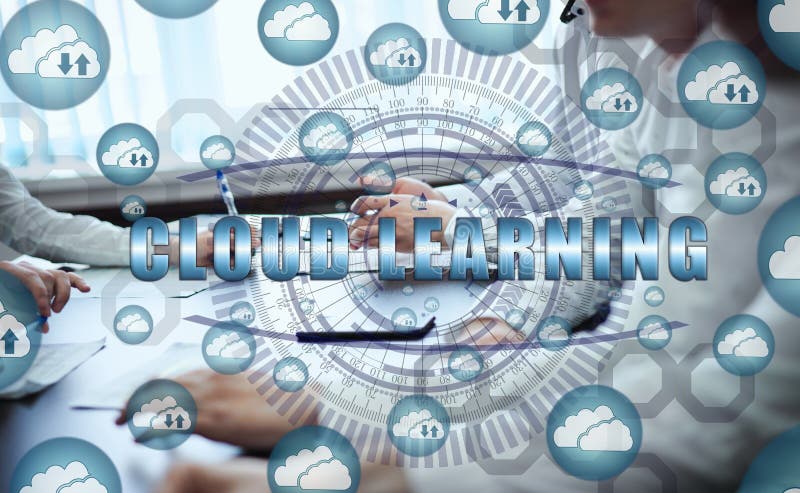 Cloud Storage Icons Flying from the Center. a Group of Young People ...