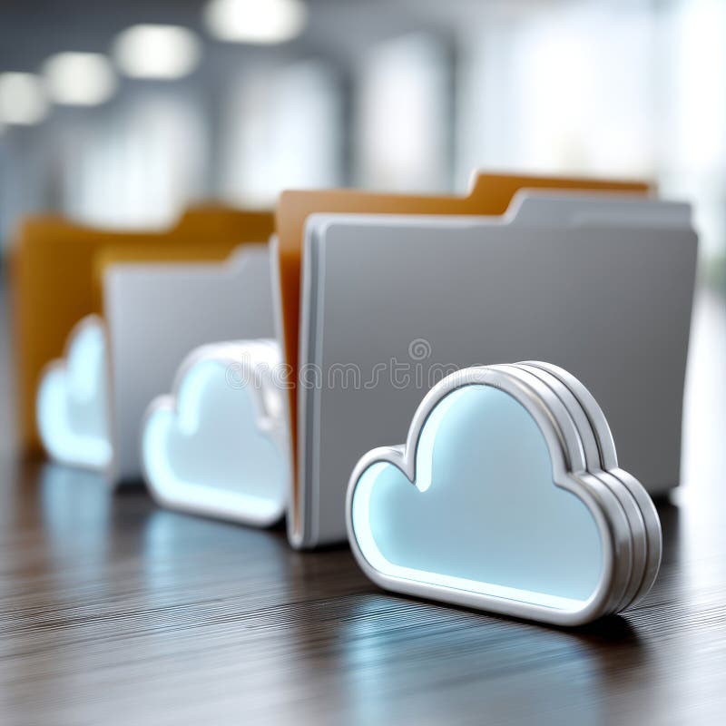 Cloud Storage Icons Folders Desk Stock Photos - Free & Royalty-Free ...