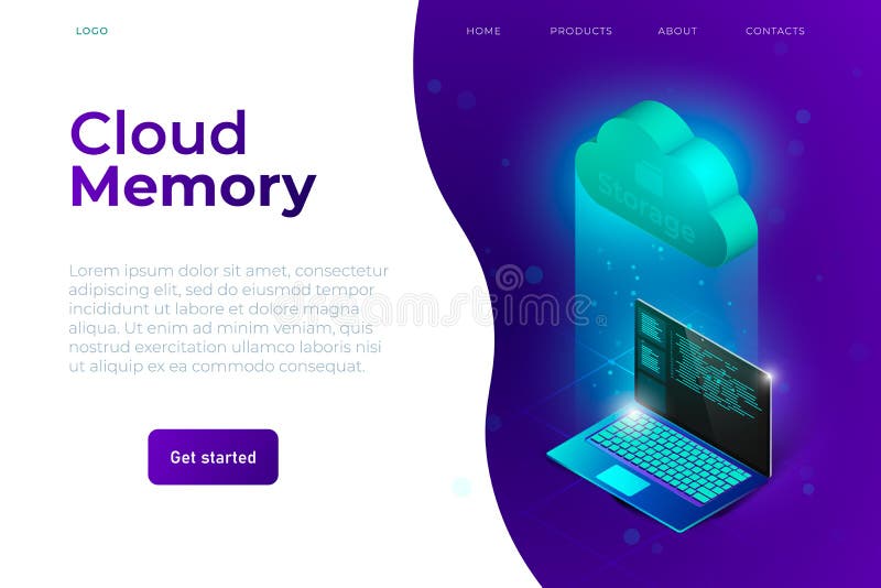 Cloud Storage Illustration Concept. Cloud Memory for Users. Isometric ...