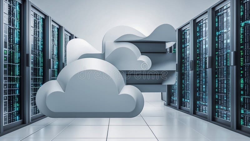Cloud Storage Illustration with Server Racks in Datacenter Stock ...